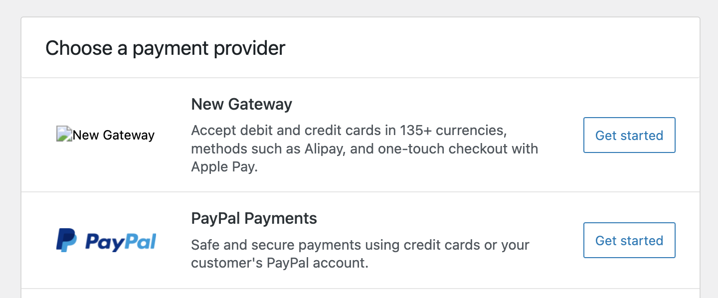 Payments task: UI changes to the additional payment gateways section ...