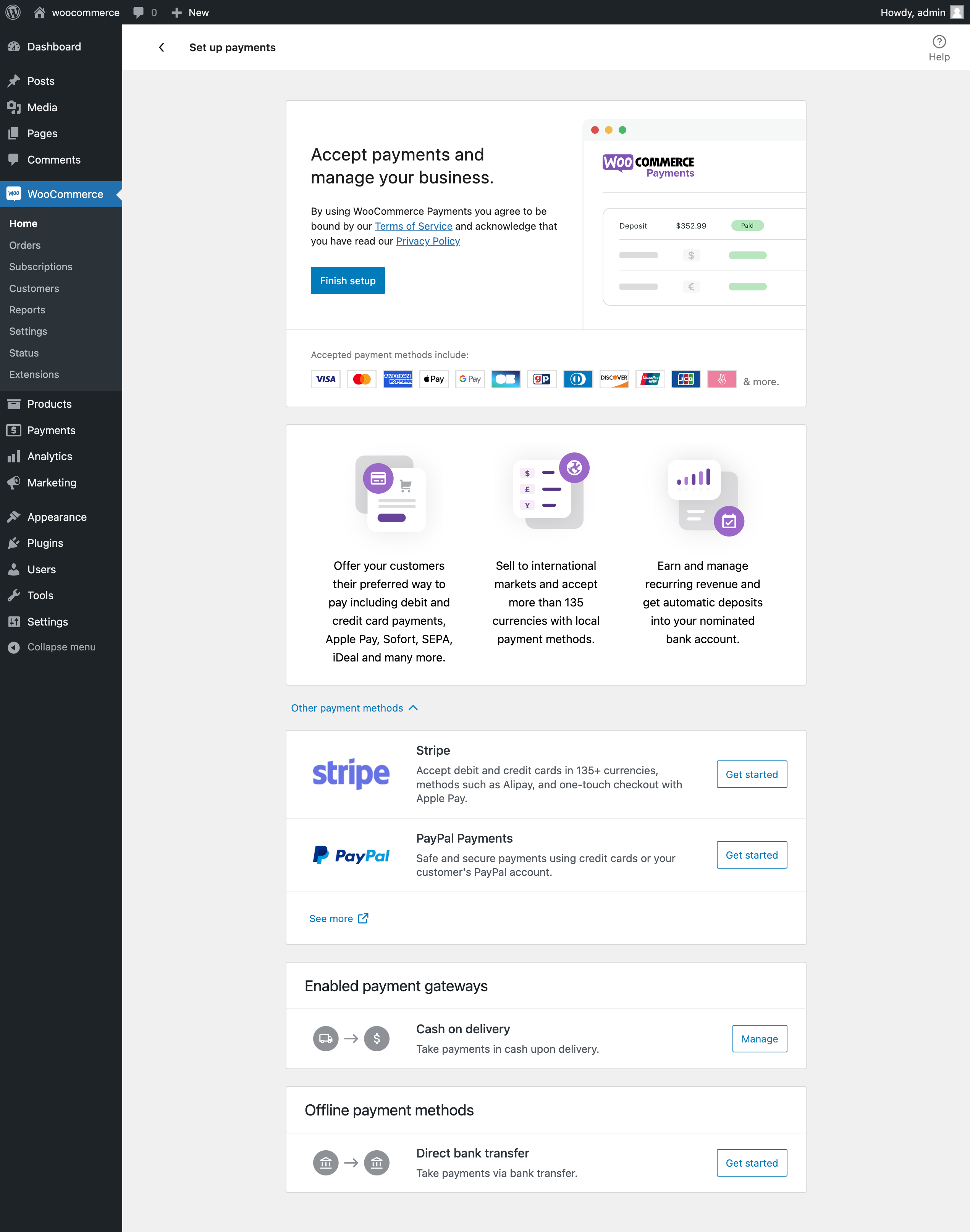 Payments task: UI changes to the additional payment gateways section ...