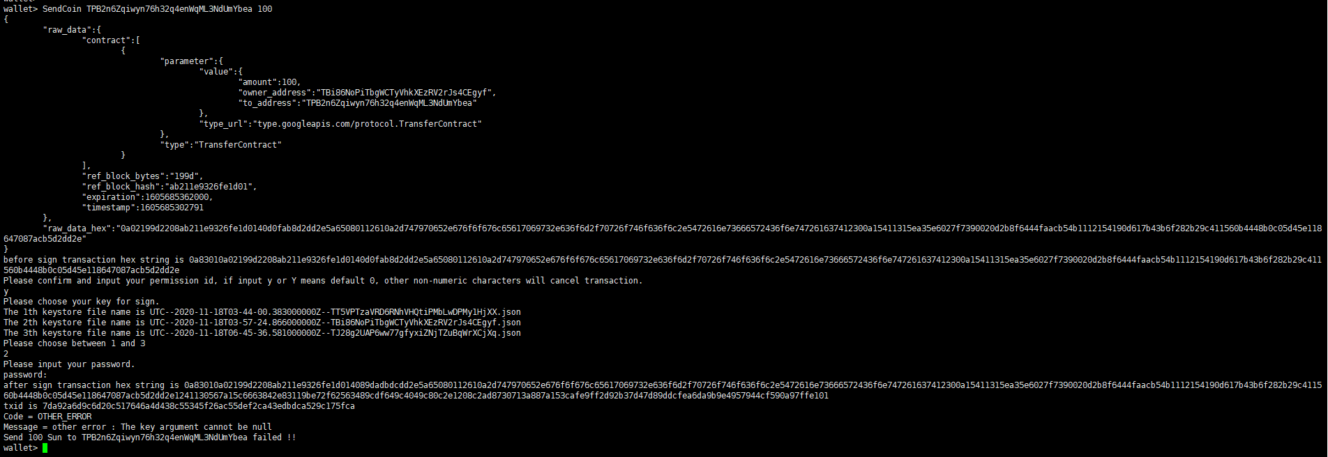 The key argument cannot be null · Issue #391 · tronprotocol/wallet-cli · GitHub