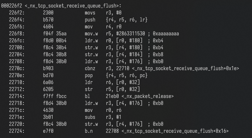 Hardfault unaligned access in _nx_tcp_socket_receive_queue_flush when ...