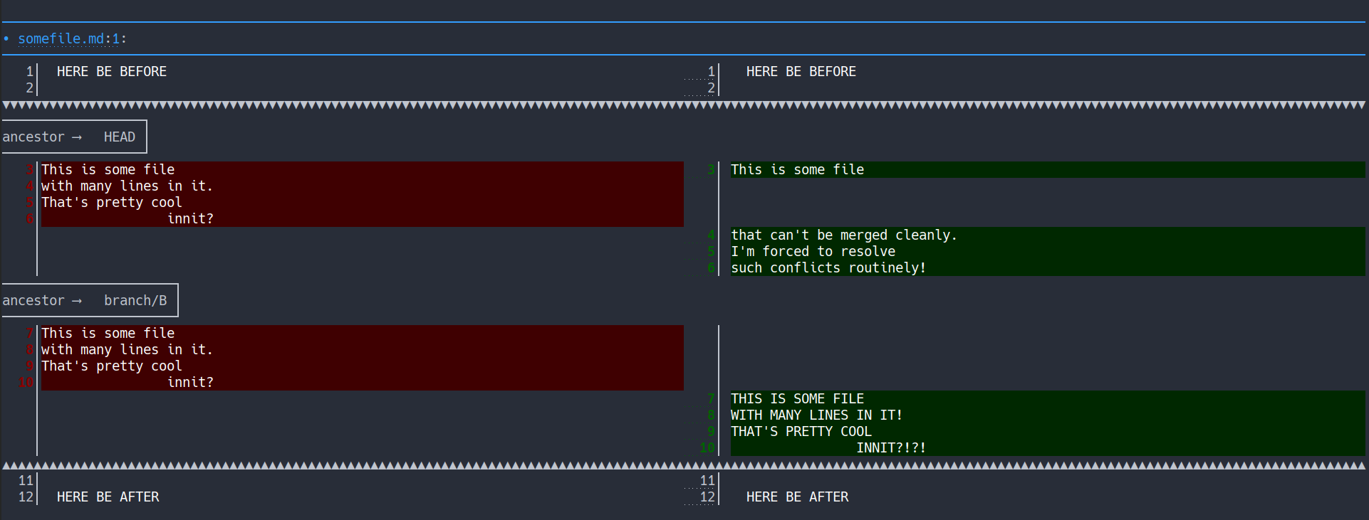 🚀 3 way side-by-side merge conflict · Issue #1499 · dandavison/delta · GitHub