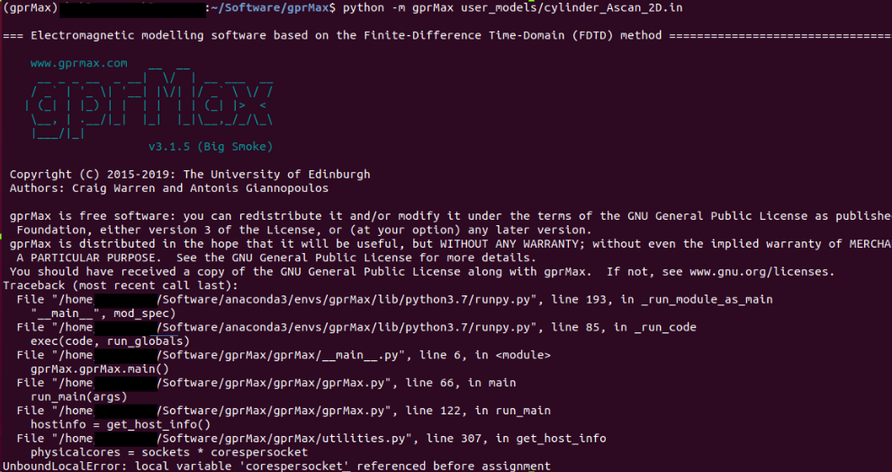 Unboundlocalerror When Running Example After Installation Ubuntu 1804 · Issue 229 · Gprmax