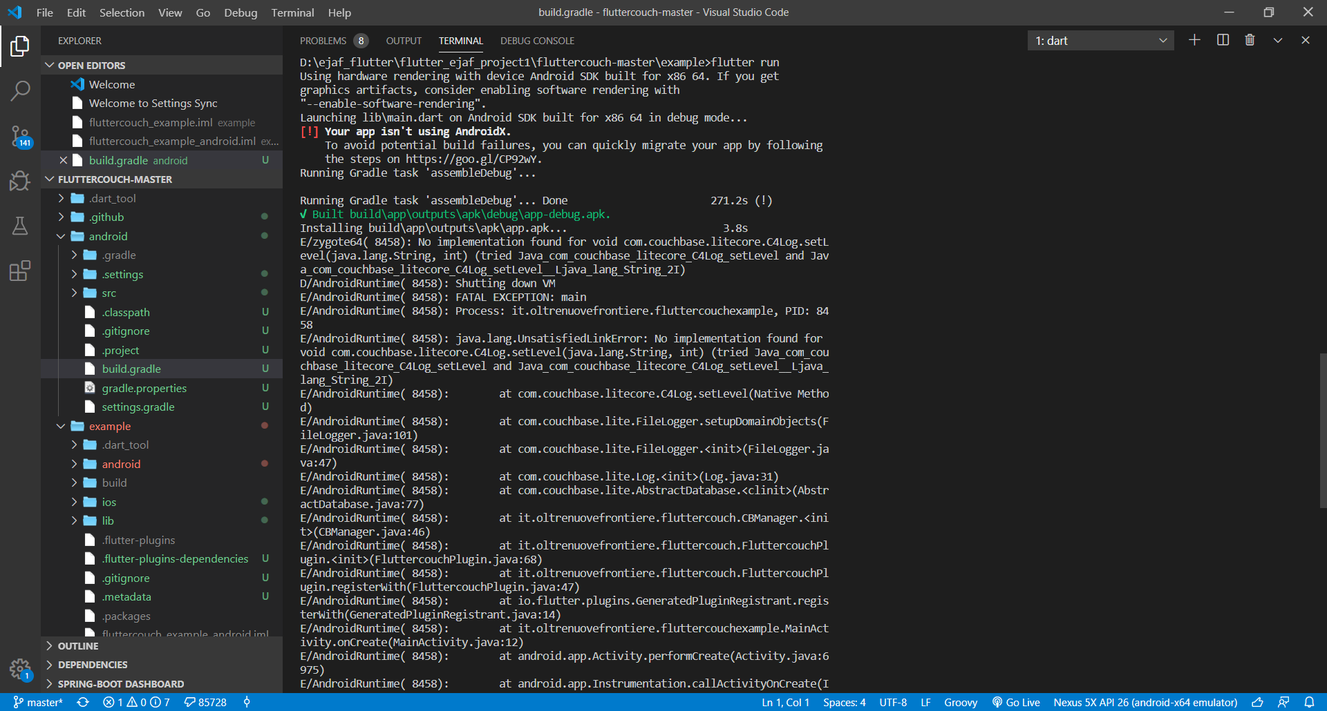 app crash after built · Issue #32 · fluttercouch/fluttercouch · GitHub