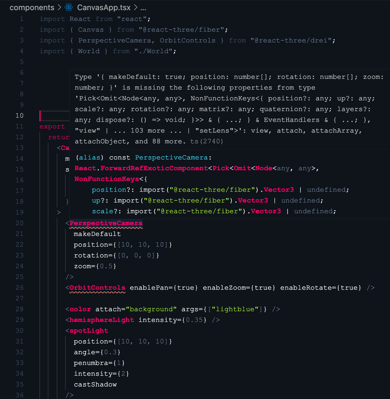 component does not work in typescript after upgraded drei from 2.1.1 to ...