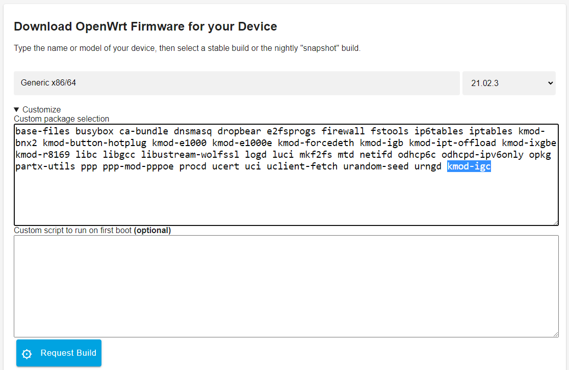 Intel igc driver needed for default installs · Issue #10064 · openwrt/openwrt · GitHub