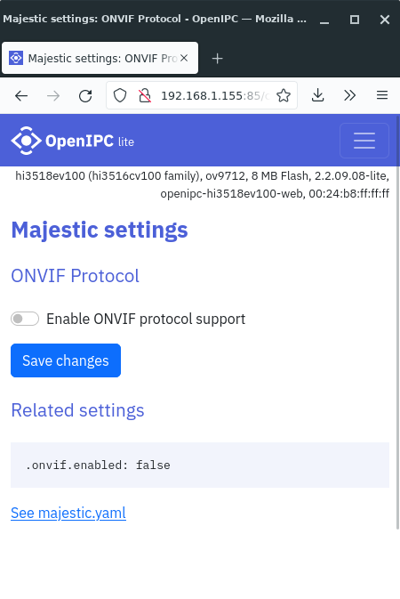 ONVIF button in disabled state in web interface does not disable ONVIF · Issue #442 · OpenIPC ...