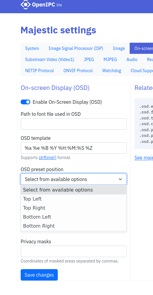 Сделать выбор расположения OSD на кадре · Issue #97 · OpenIPC/webui · GitHub