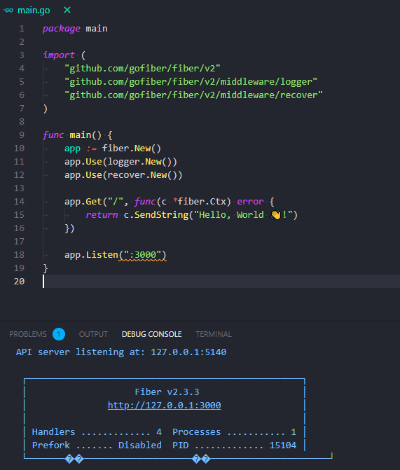 vscode Press F5 to open debugging, print garbled · Issue #1124 · gofiber/fiber · GitHub