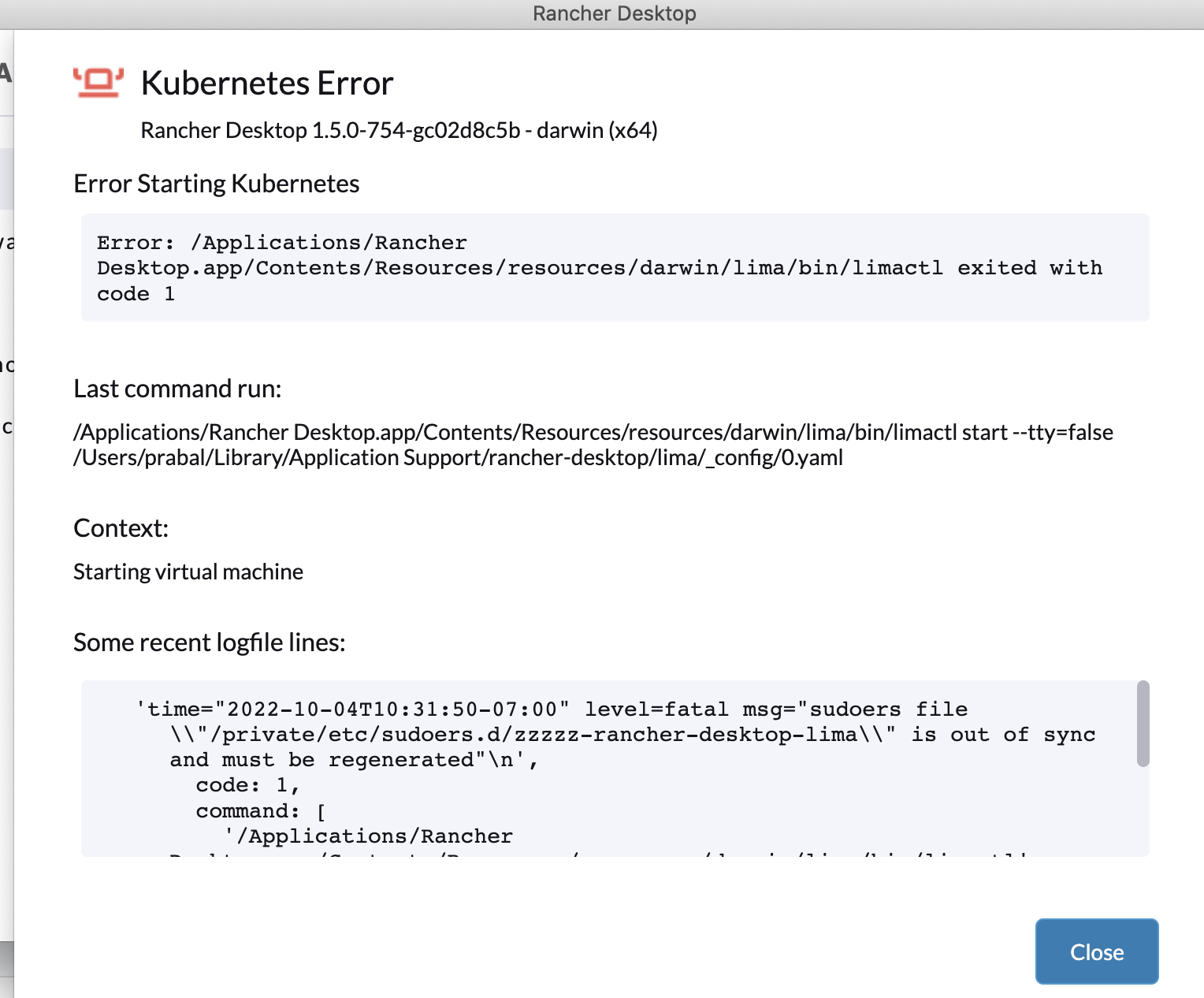 Kubernetes error · Issue #3068 · rancher-sandbox/rancher-desktop · GitHub