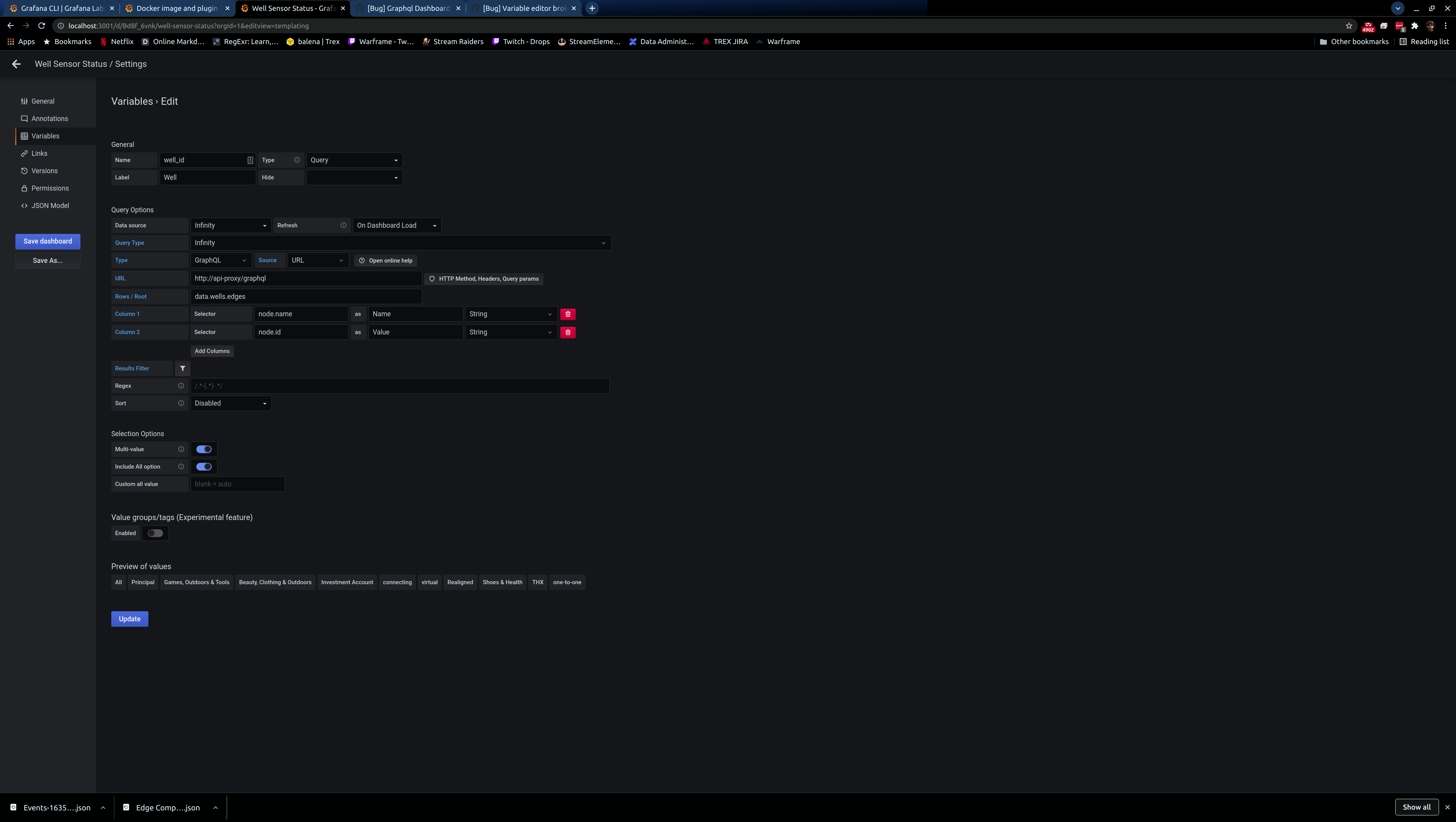 [Bug] Graphql Dashboard variables no longer work after grafana upgrade · Issue #191 · grafana ...