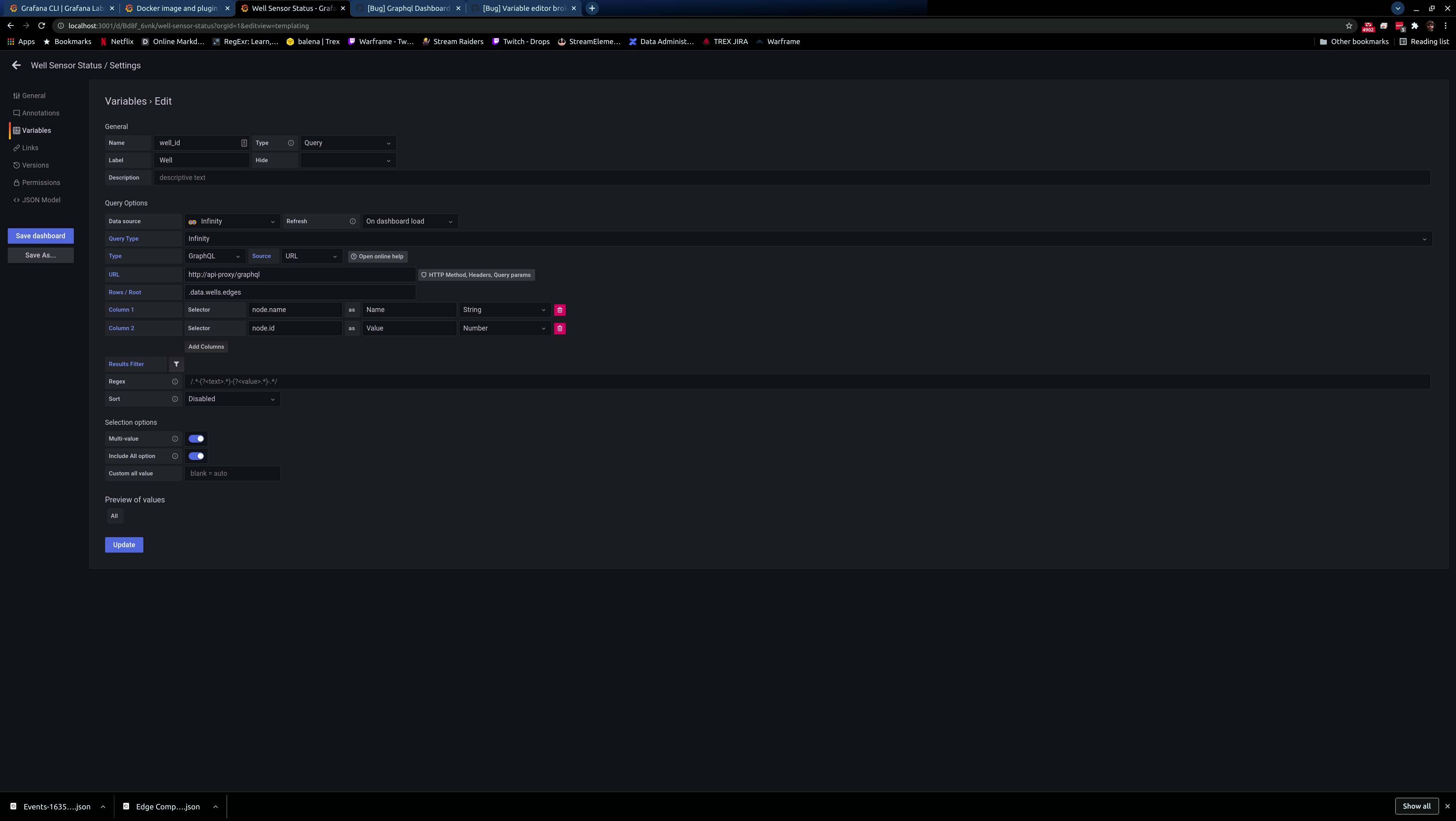 [Bug] Graphql Dashboard variables no longer work after grafana upgrade · Issue #191 · grafana ...