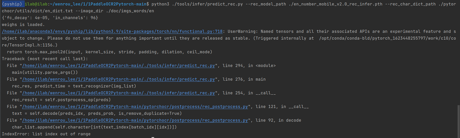 您好,使用en_numen_number_mobile_v2.0_rec_infer.pth时会报错 · Issue #23 · frotms/PaddleOCR2Pytorch · GitHub