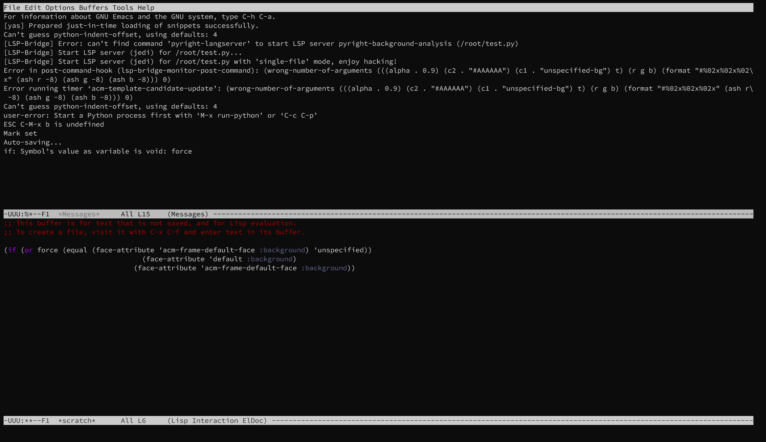 Error running timer ‘acm-template-candidate-update’ · Issue #682 · manateelazycat/lsp-bridge ...