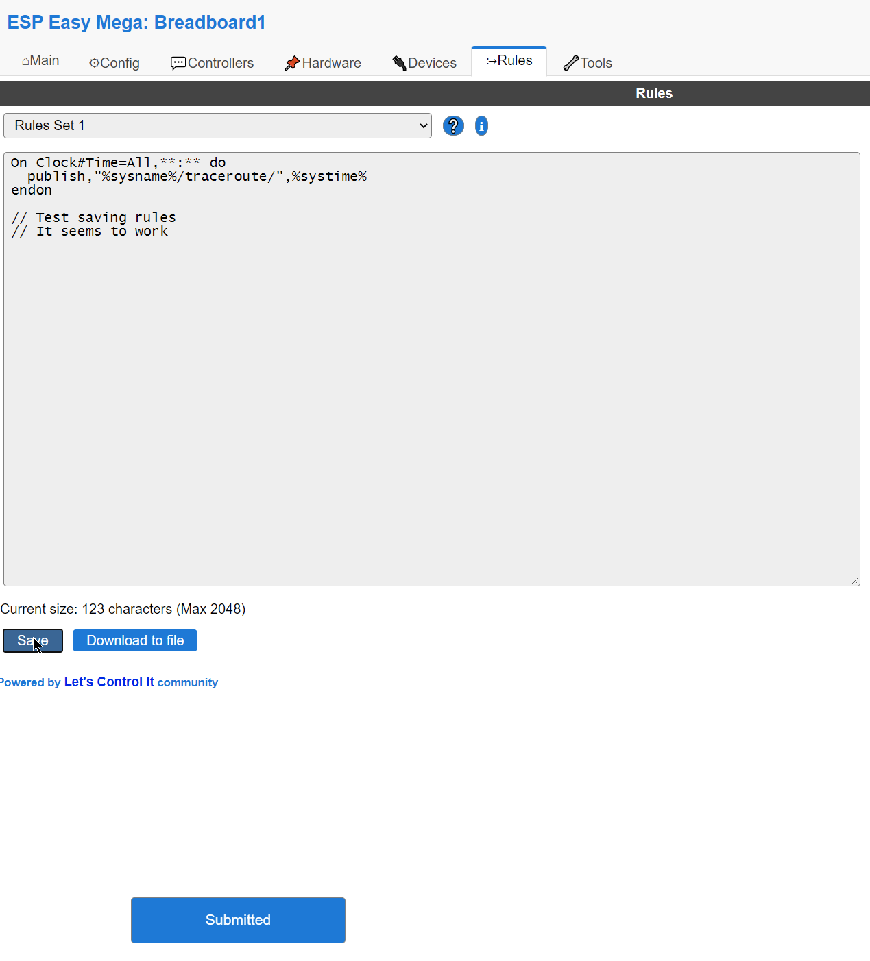 [Rules] Can't save anymore · Issue #3561 · letscontrolit/ESPEasy · GitHub