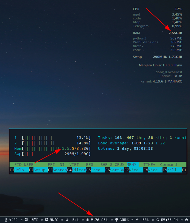 Free memory report doesn't match system's · Issue #1137 · polybar/polybar · GitHub