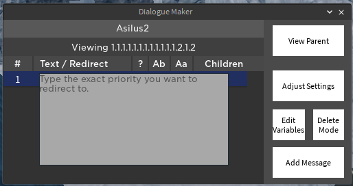 Redirect priorities aren't shown in TextBox on click · Issue #72 · Beastslash/roblox-dialogue ...