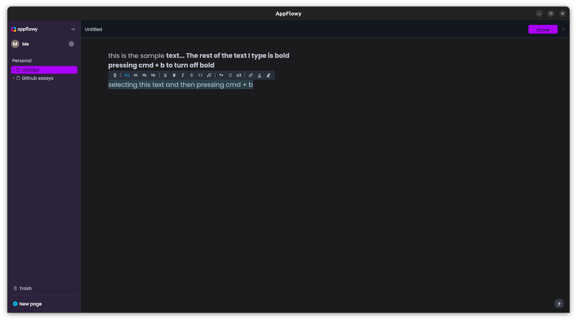 [Bug] Keyboard shorcuts for bold, underline and italics don't work without selecting text ...