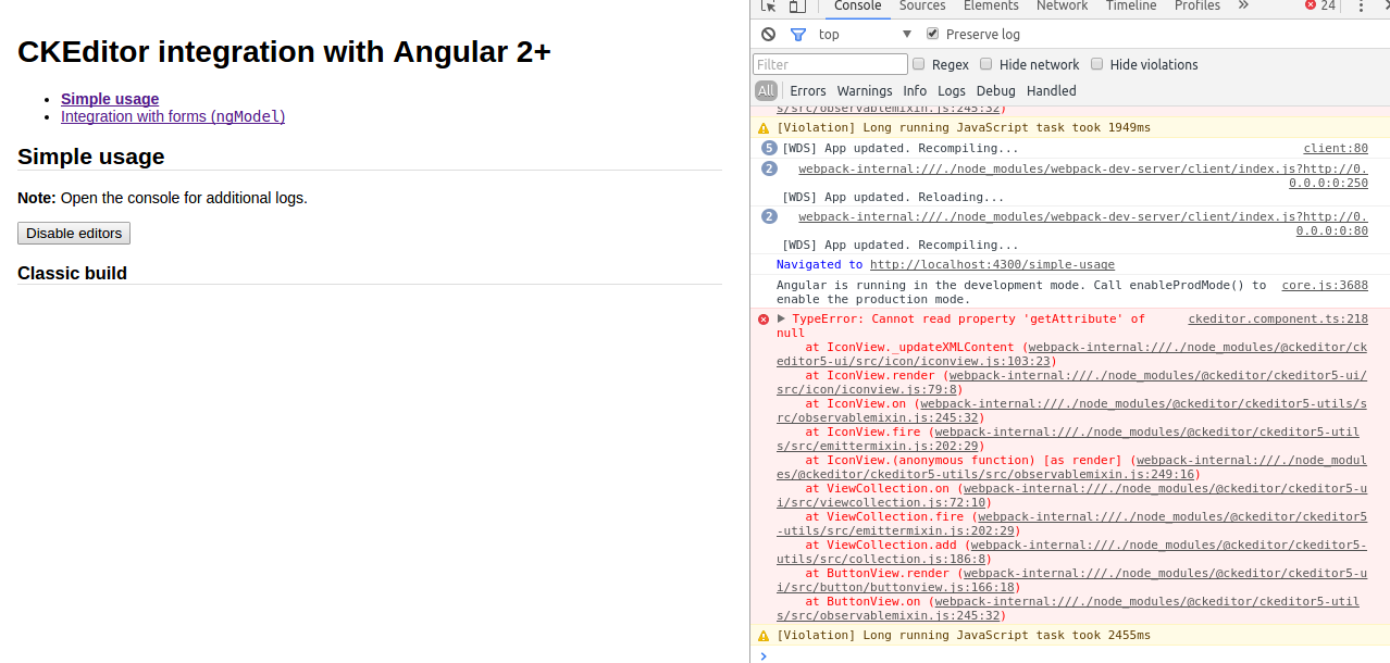 Create editor from source code · Issue #4 · ckeditor/ckeditor5-angular · GitHub