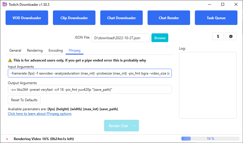 Chat render taking a long time? · Issue #388 · lay295/TwitchDownloader · GitHub