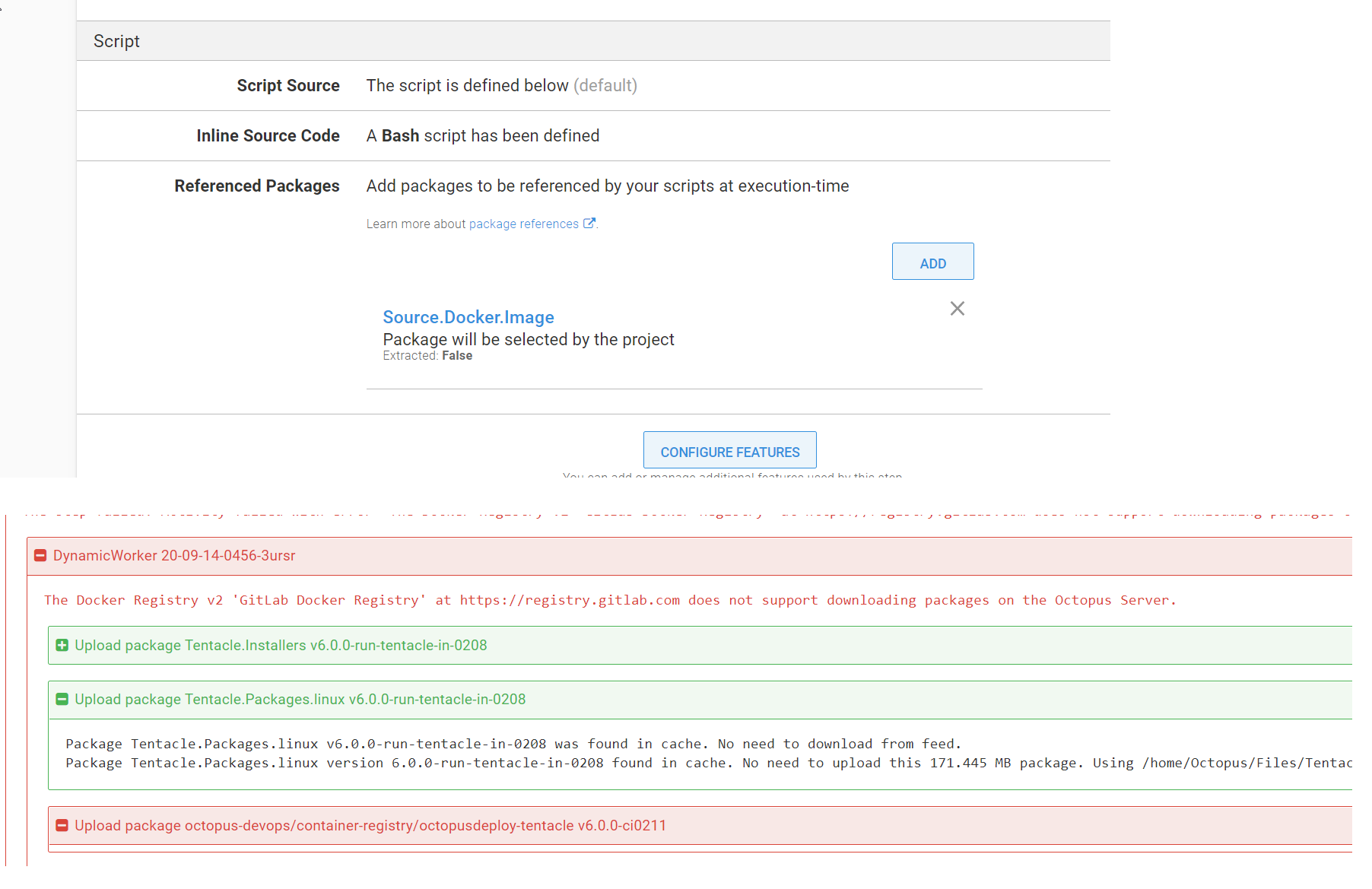 Package Acquisition Fails For Docker Registry Feeds When Using A Step Template · Issue 6681