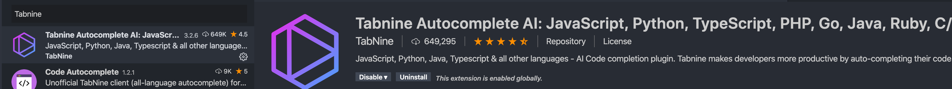 TabNine:: config not found · Issue #322 · codota/tabnine-vscode · GitHub