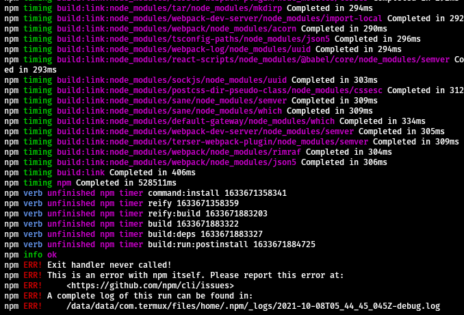 Unable to install react-scripts - Exit handler never called. · Issue #11520 · facebook/create ...