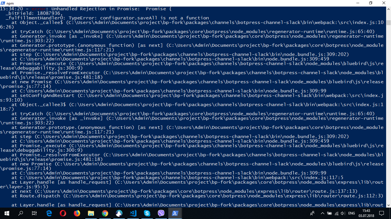 Bug Slack Typeerror Configuratorsaveall Is Not A Function · Issue 335 · Botpressv12 · Github