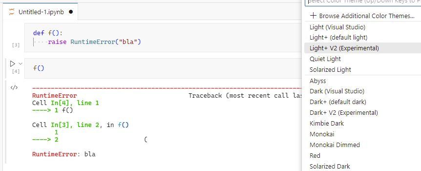Light+ V2: Invisible text in Jupyter notebook Python exception ... Light+ V2: Invisible text in Jupyter notebook Python exception ...