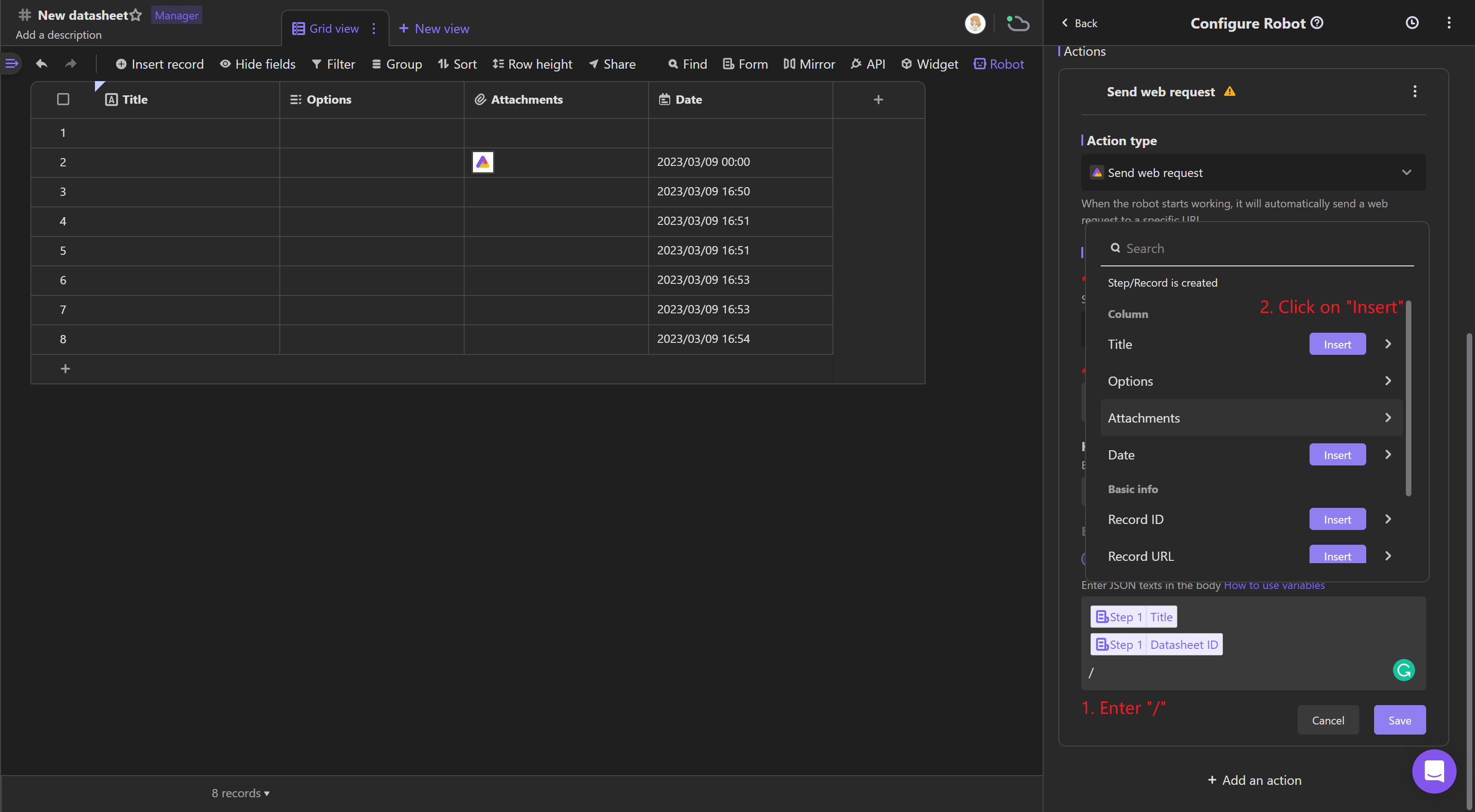How to use dynamic variables inside robot's request body? · Issue #535 · apitable/apitable · GitHub