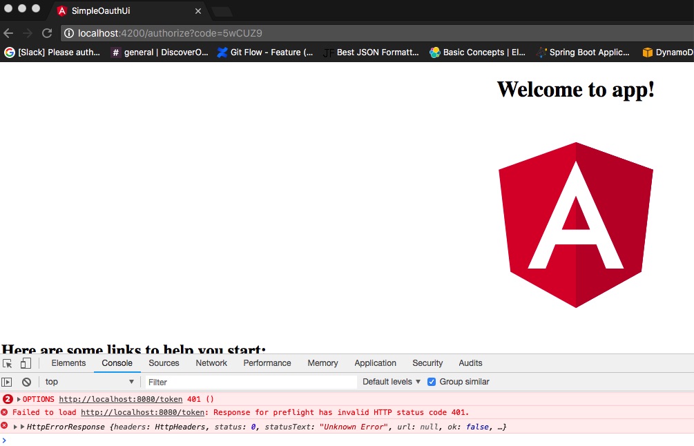 Getting an OPTIONS 401 error while calling the token end point after authorization from web app ...
