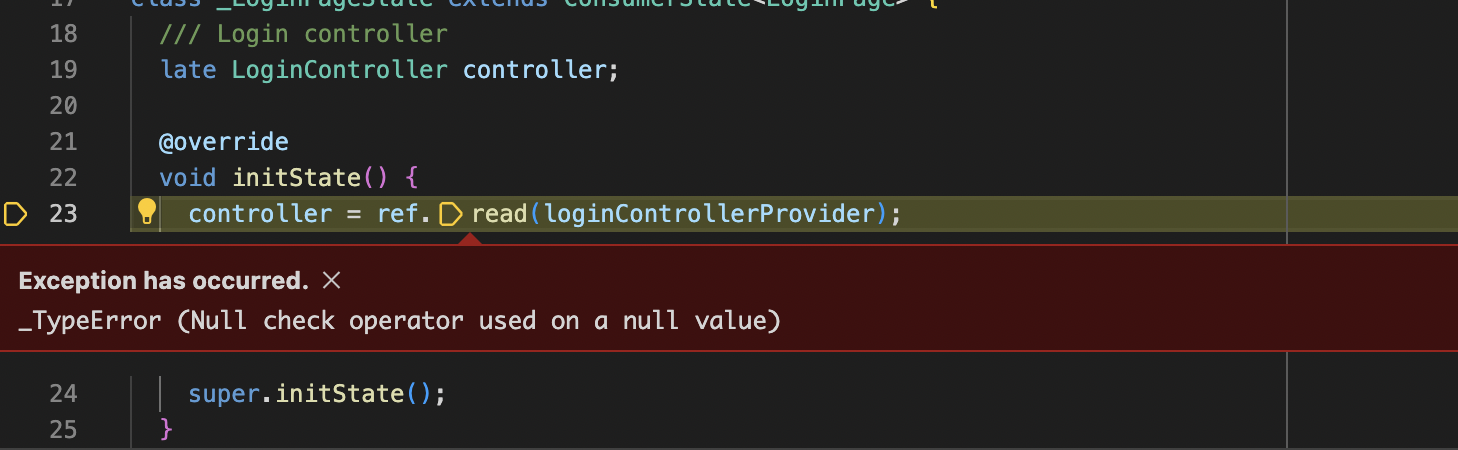 Null check operator used on a null value [Go_router] · Issue #2774 · rrousselGit/riverpod · GitHub