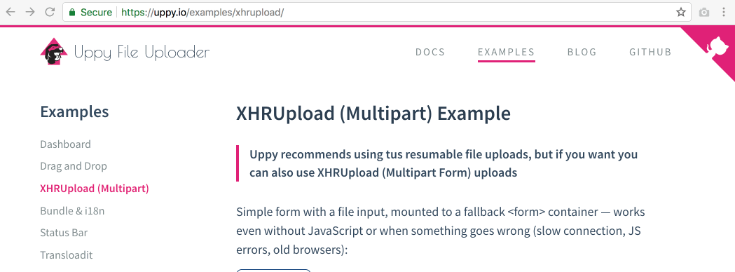 Website: /examples/ returns 404 · Issue #861 · transloadit/uppy · GitHub