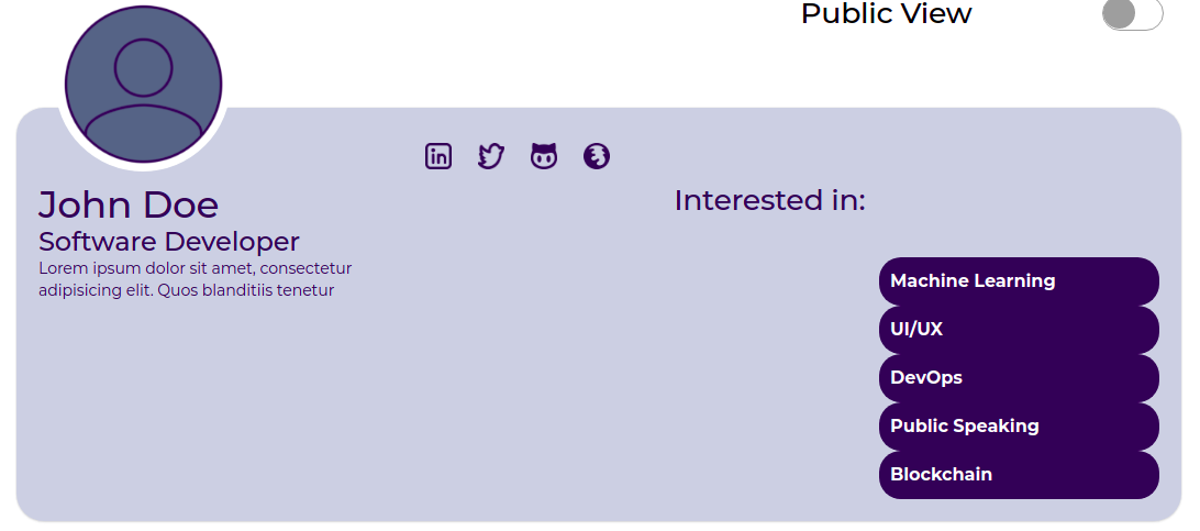 [Frontend] Create the profile info component · Issue #33 · codeforcauseorg/causefolio · GitHub