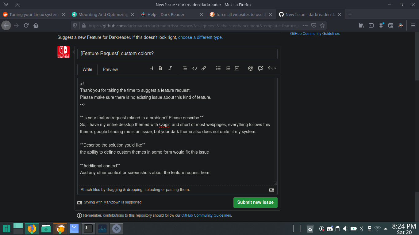 [Feature Request] custom colors? · Issue #2897 · darkreader/darkreader ...