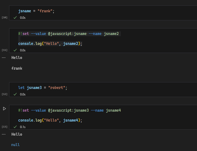 Polyglot Notebook Using Set For Javascript Doesnt Work But Does Work For C · Issue 2944