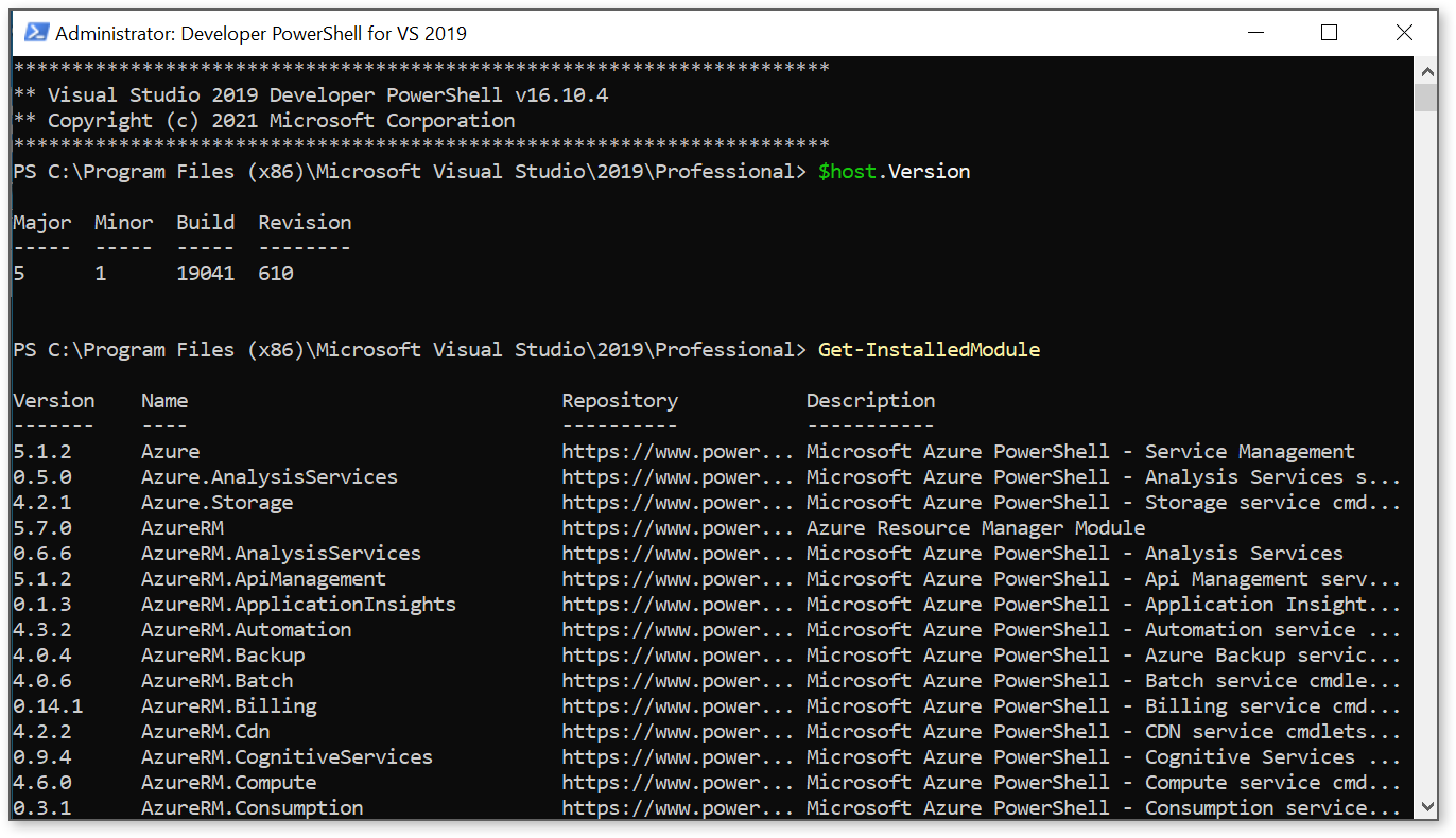 Mandate Uninstallation of older Azure Powershell from Visual Studio Installer · Issue #1855 ...