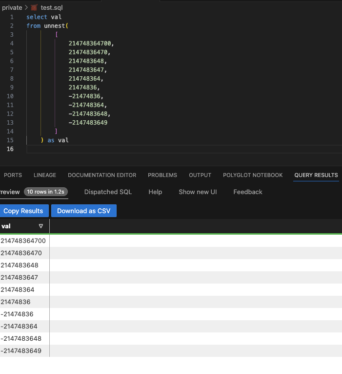Numerical values >2147483647 or