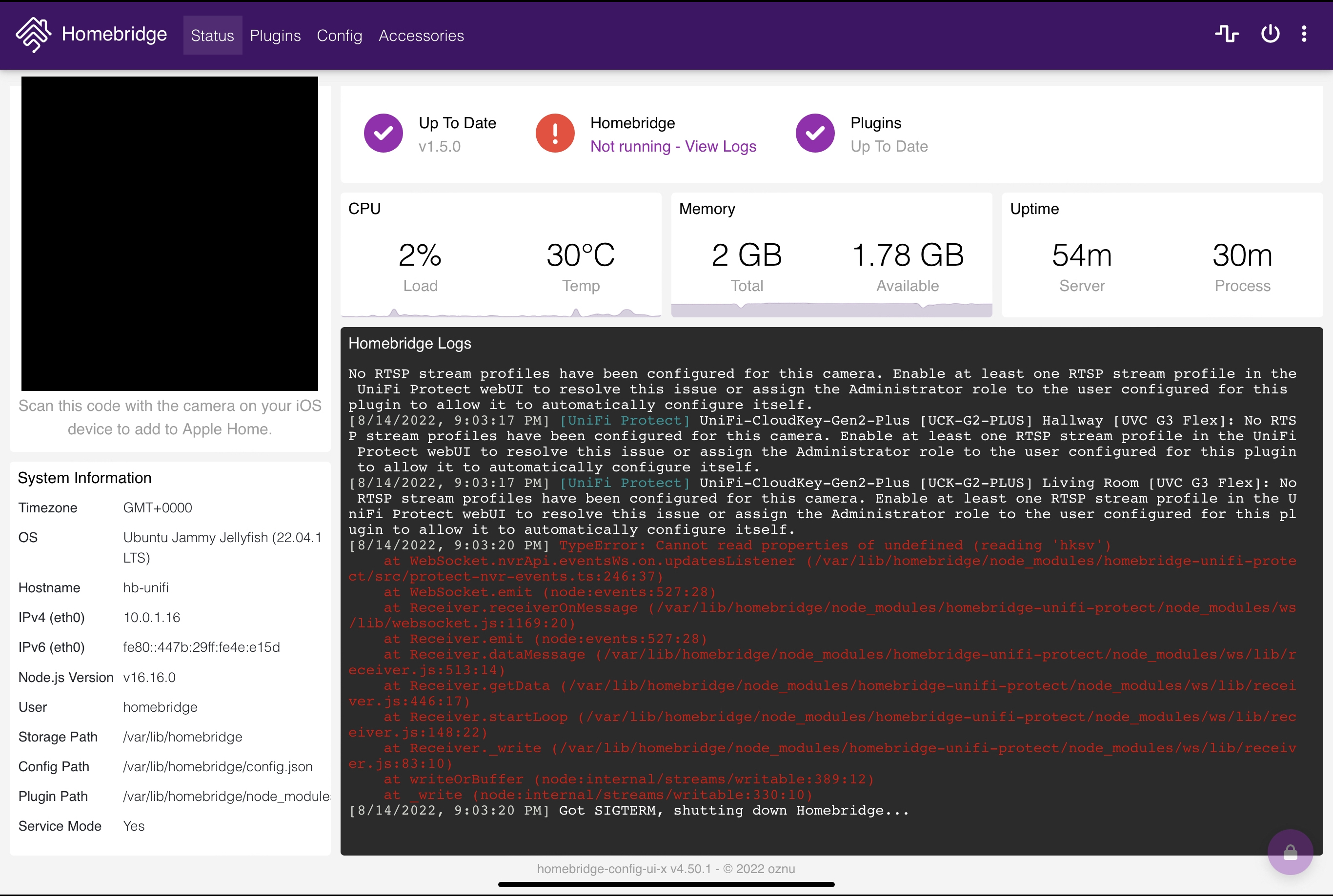 Homebridge Crashing Every Few Minutes · Issue #779 · hjdhjd/homebridge ...