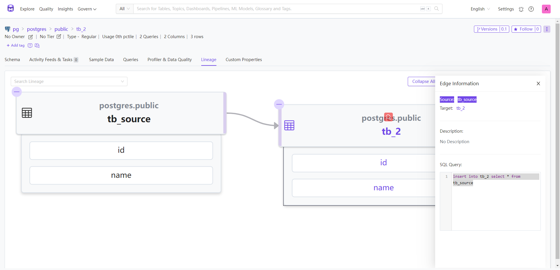 Ui The Column Lineage Is Not Displayed Correctly · Issue 11038 · Open Metadataopenmetadata