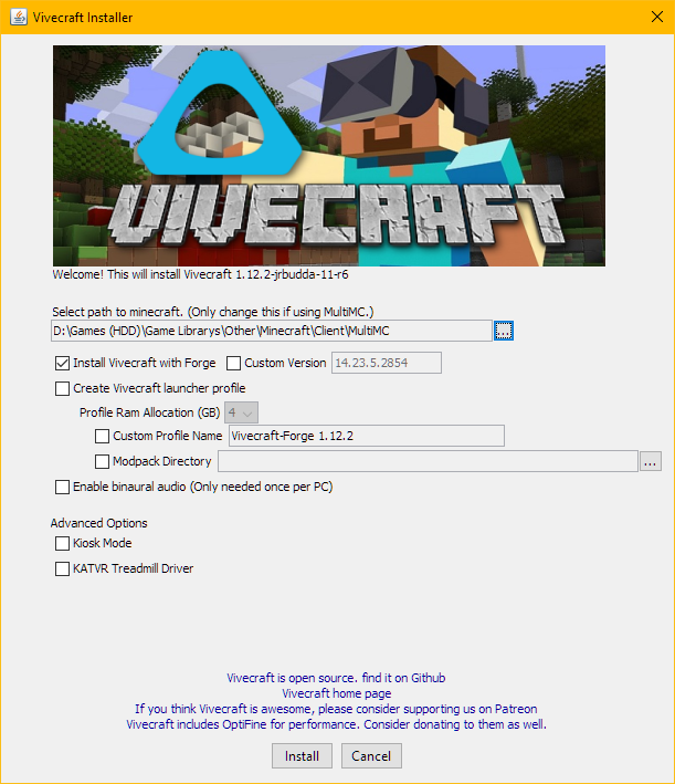 Vivecraft installer freezing when installing to MultiMC · Issue #188 · jrbudda/Vivecraft_112 ...