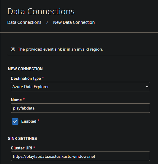Adx Data Connection Page Does Not Reference Valid Regions · Issue 349 · Microsoftdocs Playfab