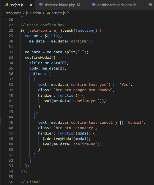 Change button class modal confirmation · Issue #236 · stisla/stisla · GitHub