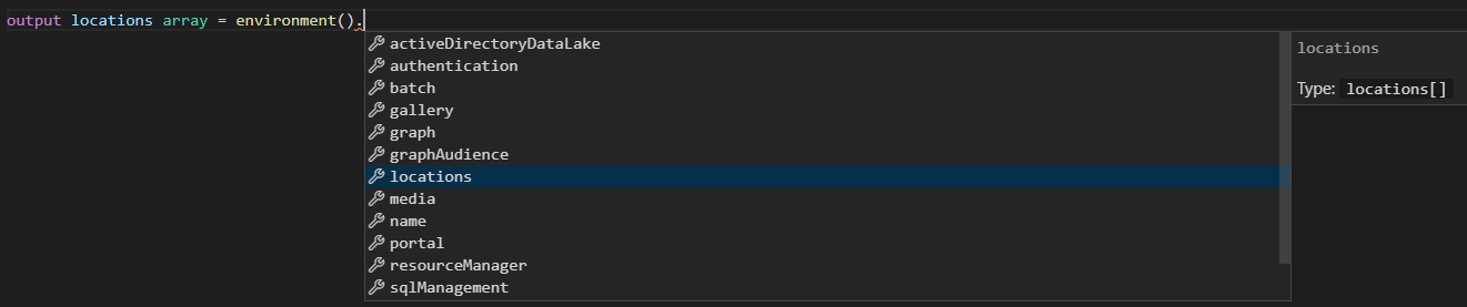 environment().locations is not valid, but available in intelisense · Issue #1525 · Azure/bicep ...