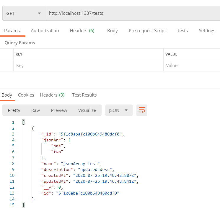 Mongoose push method is not working for the arrays, which created using ...