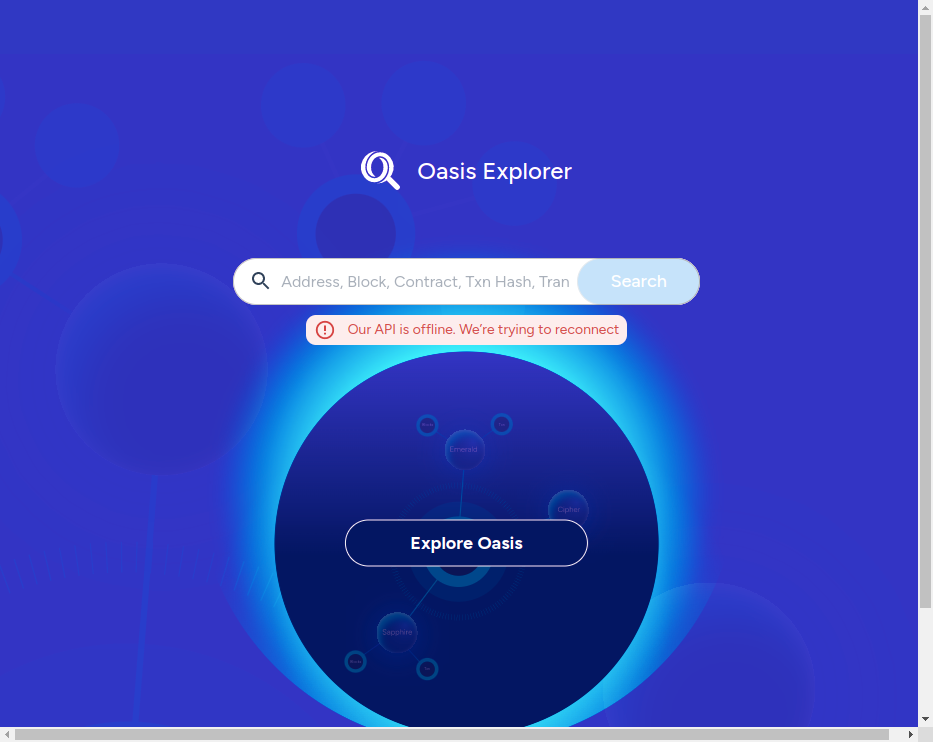 [Bug]: If API is broken we only detect it on homepage · Issue #356 · oasisprotocol/explorer · GitHub