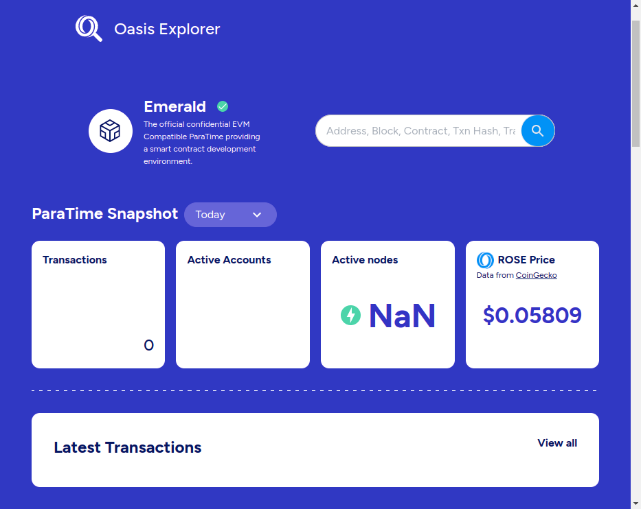[Bug]: If API is broken we only detect it on homepage · Issue #356 · oasisprotocol/explorer · GitHub