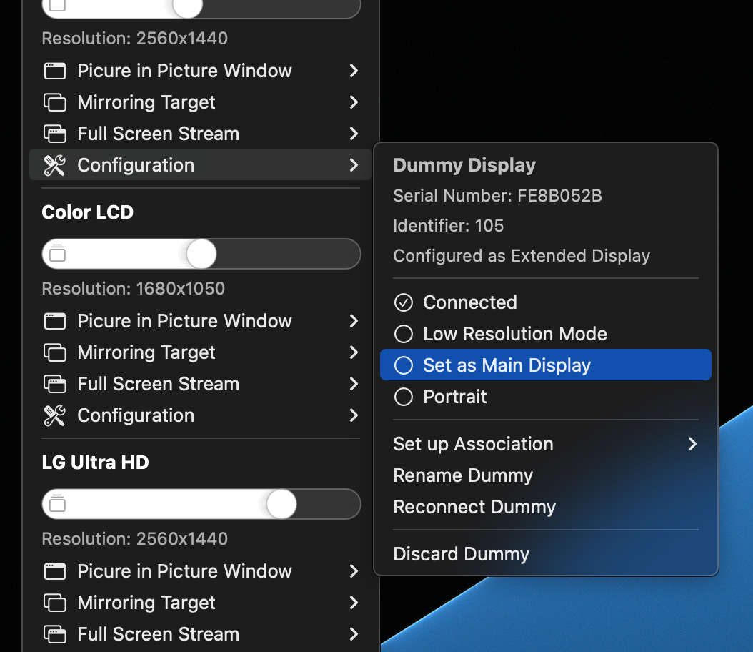 Add option to set a display or dummy as main display + show status in the menu · Issue #380 ...
