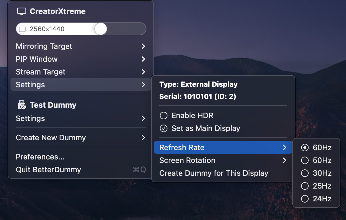 Add Refresh Rate submenu to real displays · Issue #480 · waydabber/BetterDisplay · GitHub