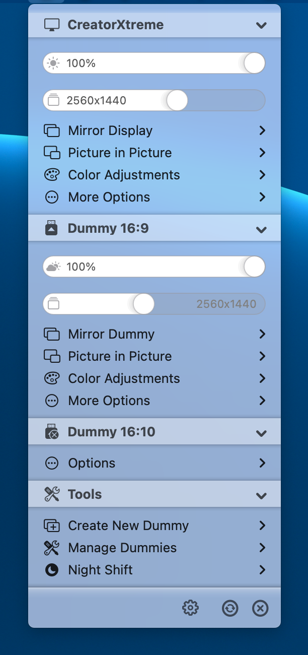 Create a permanent Tools area at the bottom of the menu · Issue #567 · waydabber/BetterDisplay ...