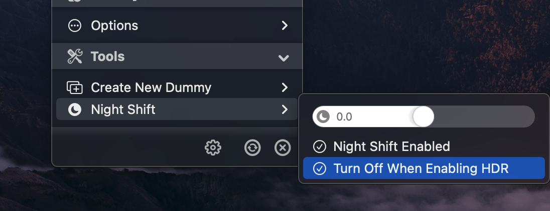 Night Shift should be turned back off when it was turned off by activating HDR mode from app ...